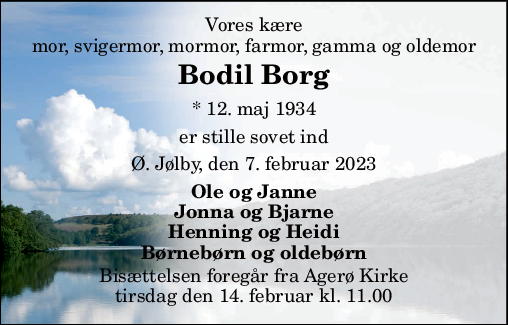 Dødsannonce for Bodil Borg | Nordjyske.dk