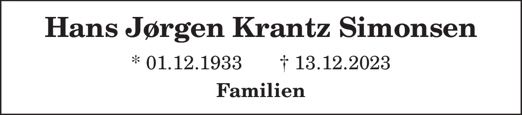 Dødsannonce for Hans Jørgen Krantz Simonsen | Nordjyske.dk