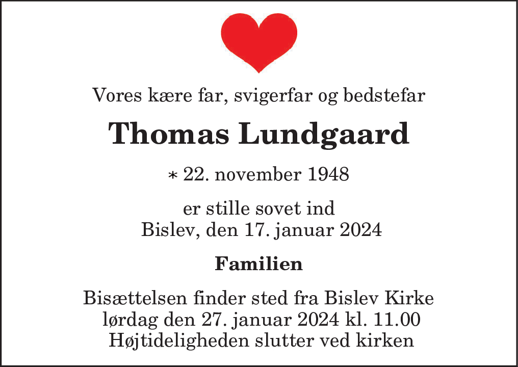 Dødsannonce for Thomas Lundgaard | Nordjyske.dk