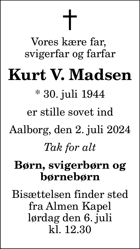 Dødsannonce for Kurt Verner Madsen | Nordjyske.dk