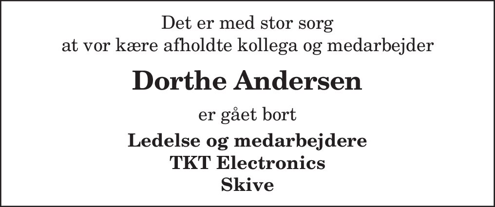 Dødsannonce for Dorthe Andersen | Nordjyske.dk