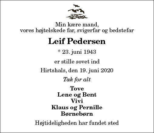 Dødsannonce for Leif Pedersen | Nordjyske.dk