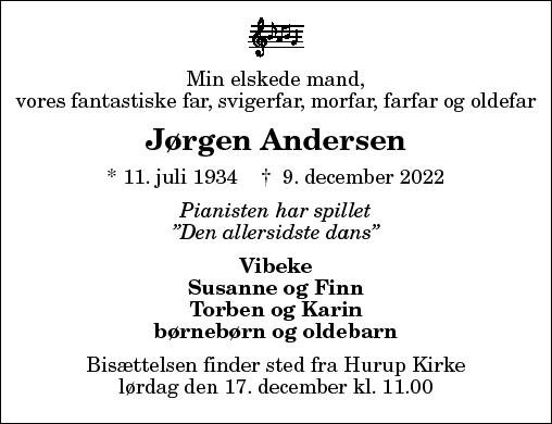 Dødsannonce for Jørgen Andersen | Nordjyske.dk