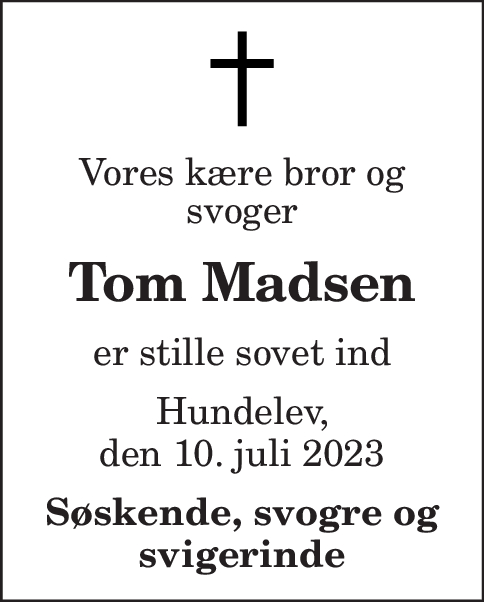 Dødsannonce for Tom Madsen | Nordjyske.dk