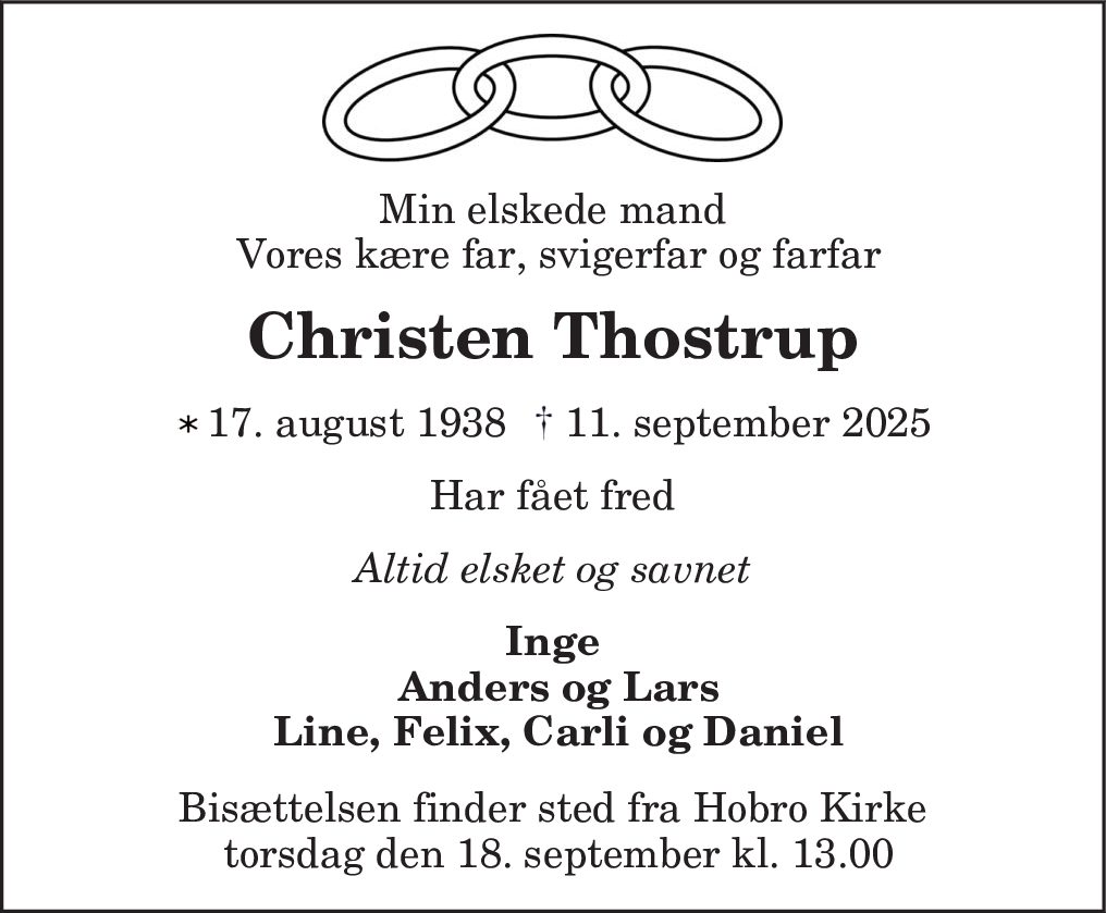 Dødsannonce for Christen Thostrup | Nordjyske.dk