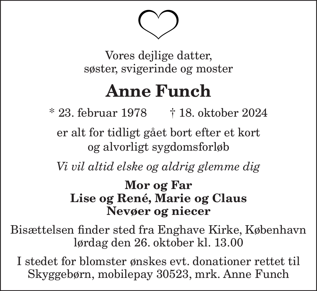 Dødsannonce for Anne Funch | Nordjyske.dk