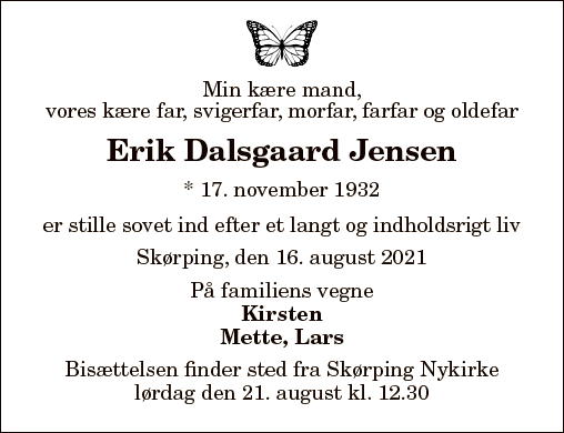 Dødsannonce for Erik Dalsgaard Jensen | Nordjyske.dk