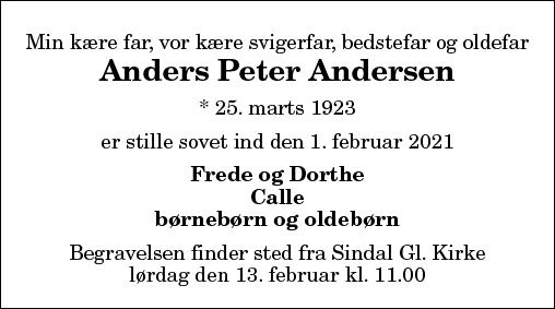 Dødsannonce for Anders Peter Andersen | Nordjyske.dk