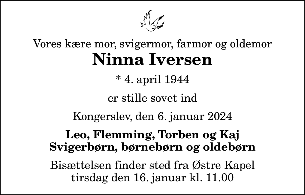 Dødsannonce for Ninna Iversen | Nordjyske.dk