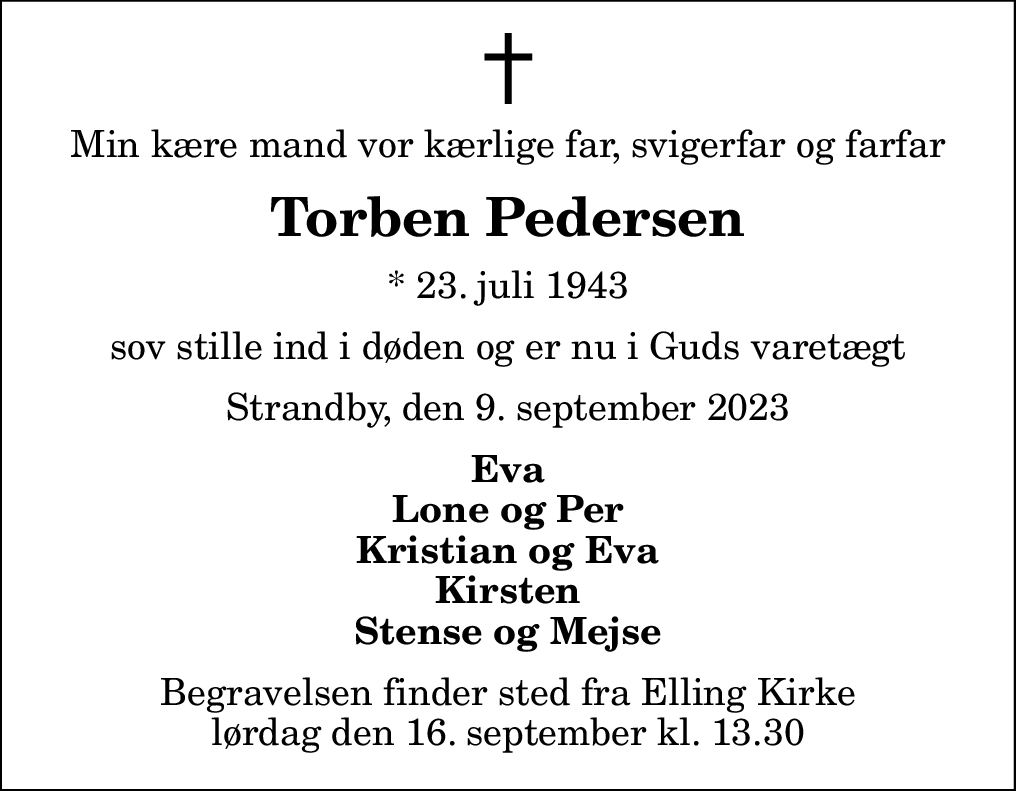 Dødsannonce for Torben Pedersen | Nordjyske.dk
