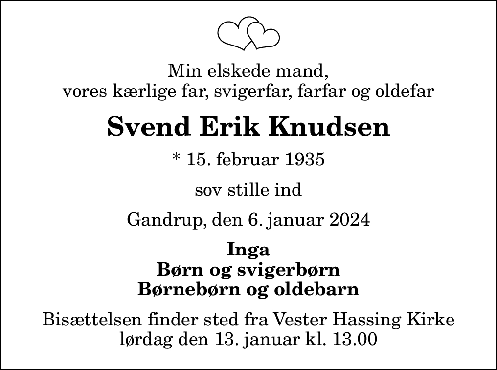 Dødsannonce for Svend Erik Knudsen | Nordjyske.dk