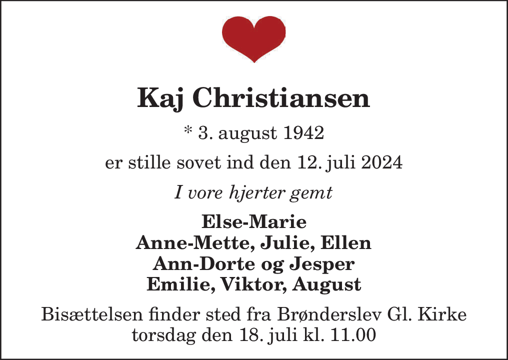 Dødsannonce for Kaj Christiansen | Nordjyske.dk