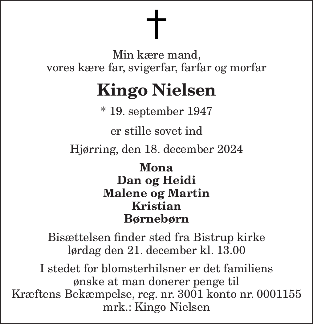 Dødsannonce for Kingo Nielsen | Nordjyske.dk