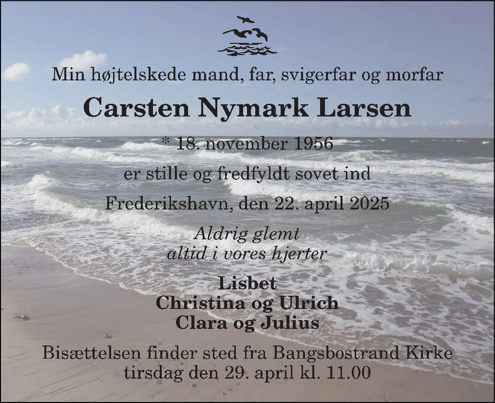 Dødsannonce for Carsten Nymark Larsen | Nordjyske.dk