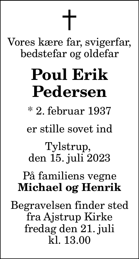 Dødsannonce for Poul Erik Pedersen | Nordjyske.dk