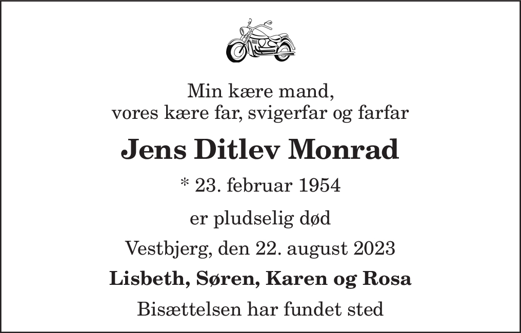 Dødsannonce for Jens Ditlev Monrad | Nordjyske.dk