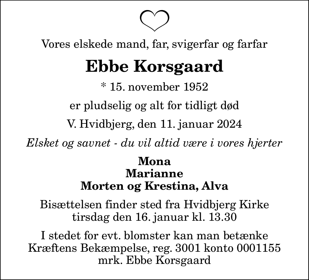 Dødsannonce for Ebbe Korsgaard | Nordjyske.dk