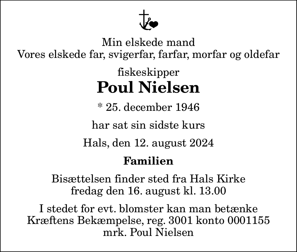 Dødsannonce for Poul Nielsen | Nordjyske.dk