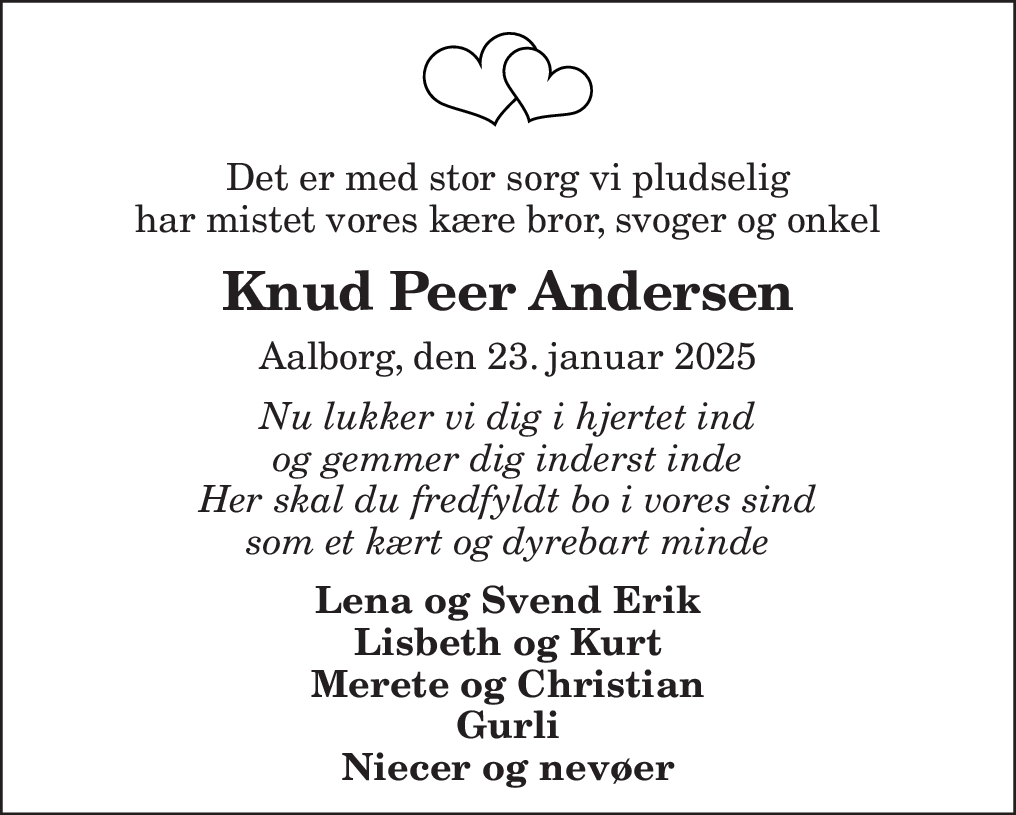 Dødsannonce for Knud Peer Andersen | Nordjyske.dk