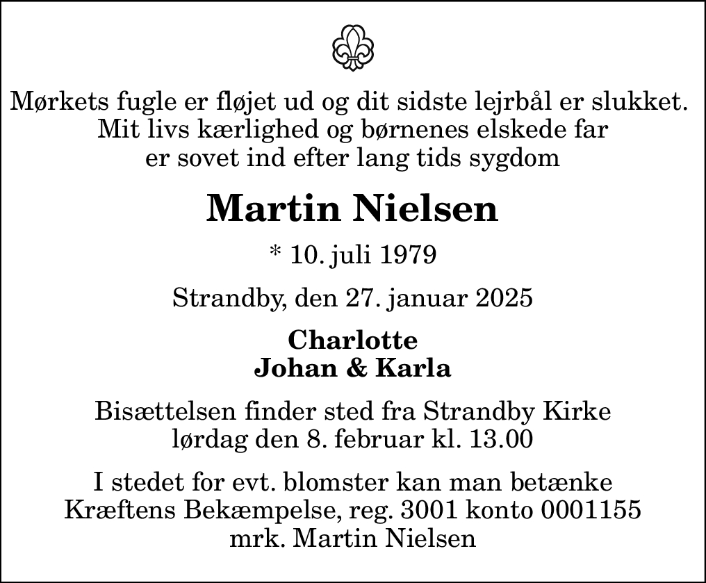 Dødsannonce for Martin Nielsen | Nordjyske.dk