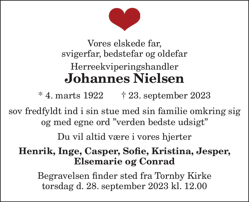 Dødsannonce for Johannes Nielsen | Nordjyske.dk