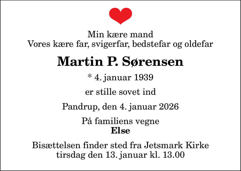 Dødsannonce for Martin Peter Sørensen | Nordjyske.dk