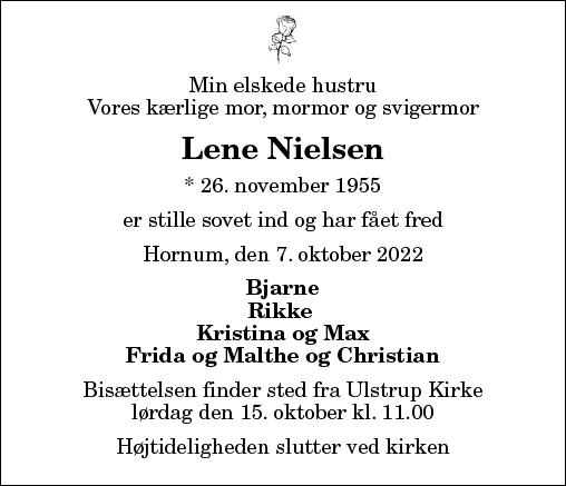 Dødsannonce for Lene Nielsen | Nordjyske.dk