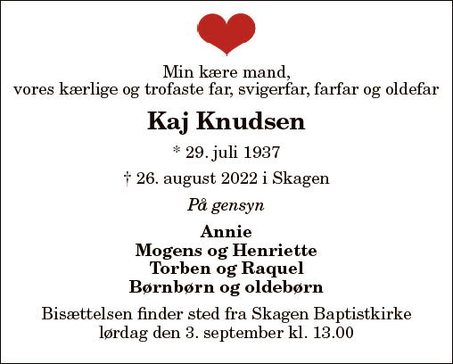 Dødsannonce for Kaj Knudsen | Nordjyske.dk