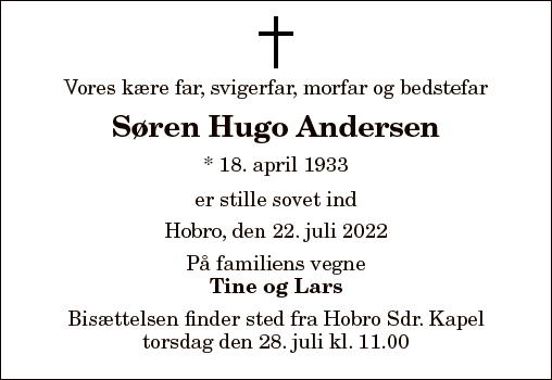 Dødsannonce for Søren Hugo Andersen | Nordjyske.dk