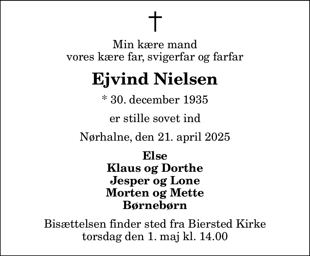 Dødsannonce for Ejvind Holger Nielsen | Nordjyske.dk