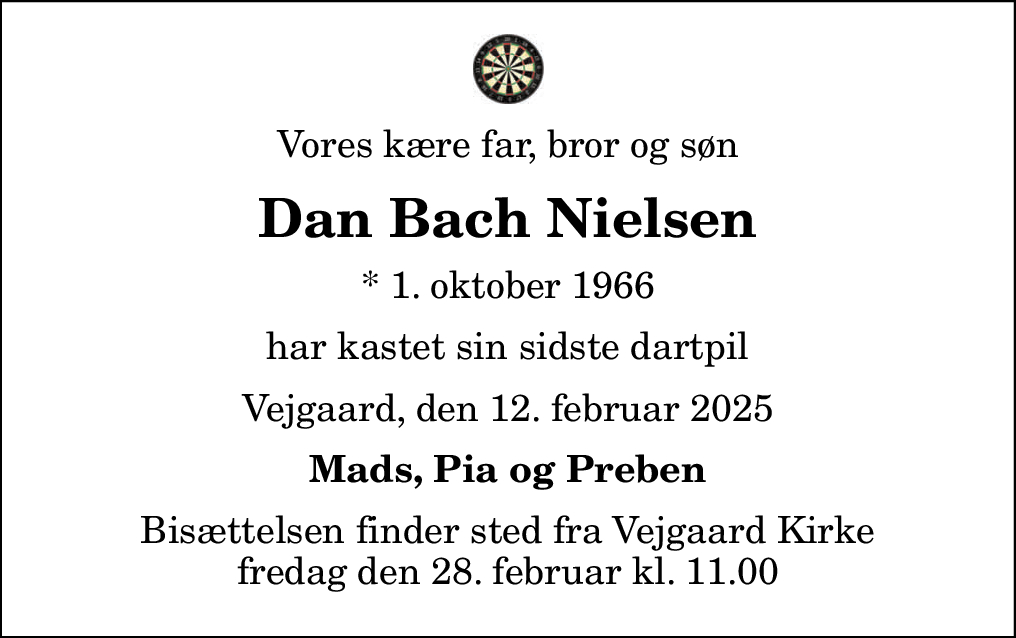 Dødsannonce for Dan Bach Nielsen | Nordjyske.dk