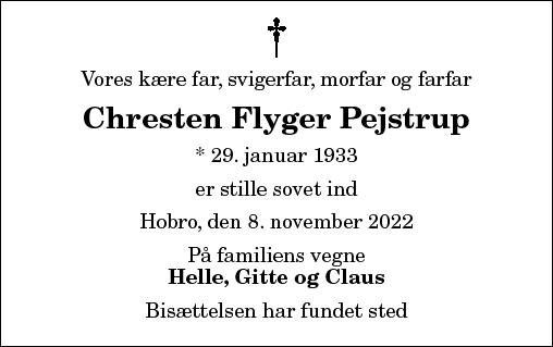 Dødsannonce for Chresten Flyger Pejstrup | Nordjyske.dk