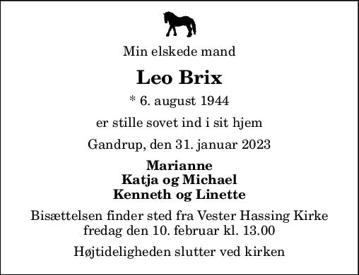 Dødsannonce for Leo Brix | Nordjyske.dk