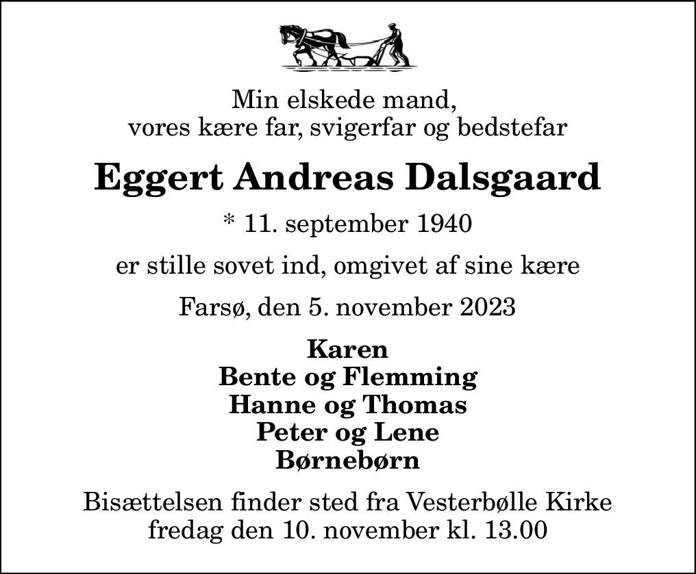 Dødsannonce for Eggert Andreas Dalsgaard | Nordjyske.dk