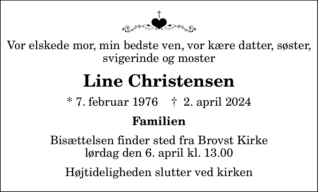 Dødsannonce for Line Christensen | Nordjyske.dk