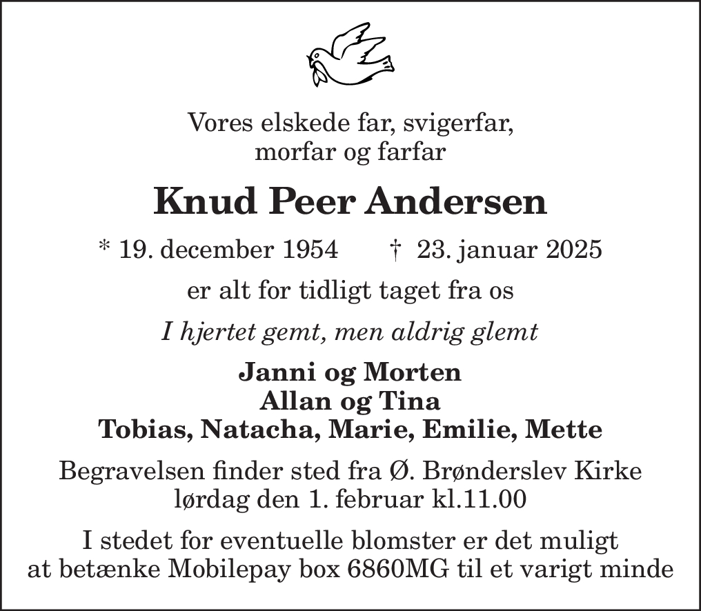 Dødsannonce for Knud Peer Andersen | Nordjyske.dk