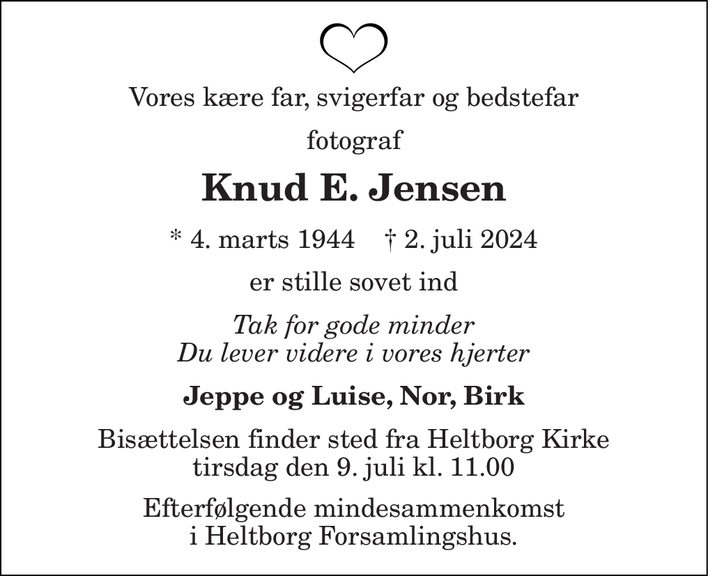Dødsannonce for Knud E. Jensen | Nordjyske.dk